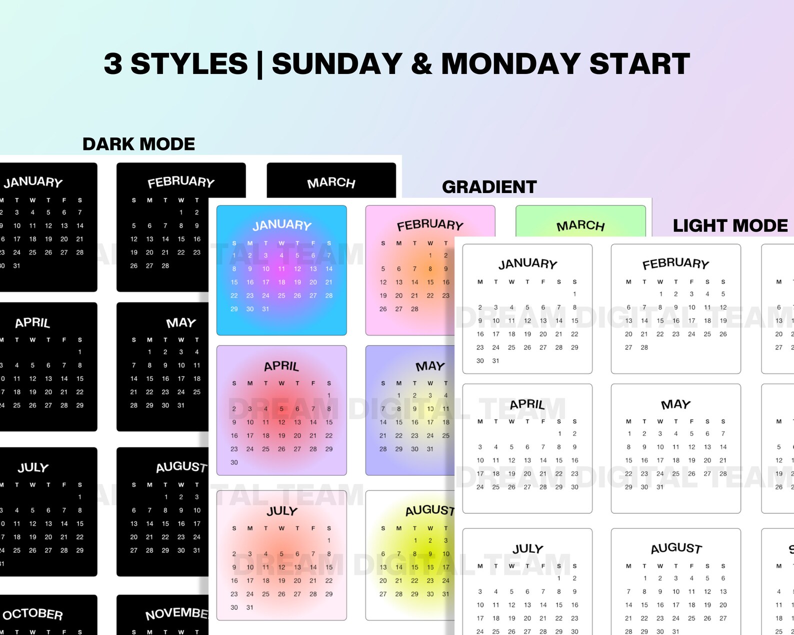 2023 Mini Calendar Stickers Sunday and Monday Start Calendar Stickers ...
