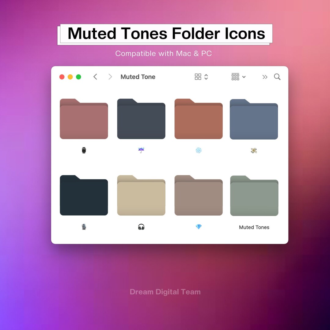 Muted Tones Desktop Icons, INSTANT DOWNLOAD, Mac Desktop, Muted Tones ...