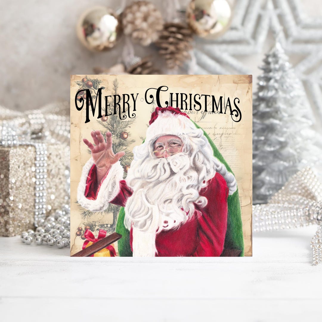 Vintage-style Father Christmas Card: Luxury Xmas Card - Etsy
