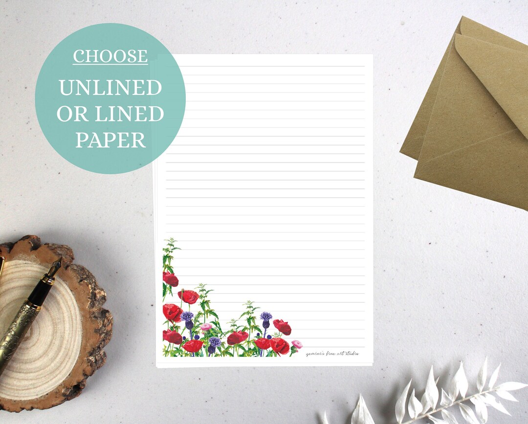 A5 Luxury Letter Writing Paper Sheets Poppy Field Collection Wildflower ...
