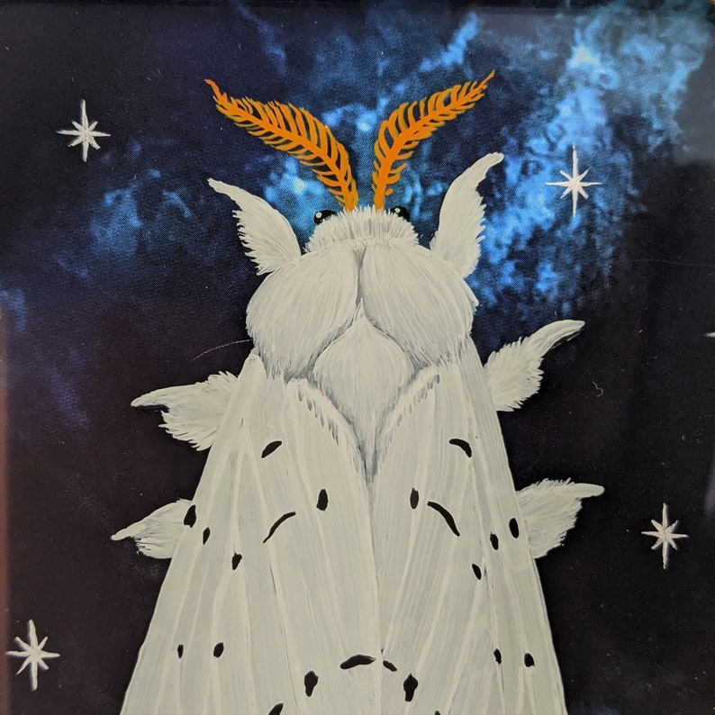 Small Framed Art, Original Moth Painting, Nature Wall Art, Brass Framed ...