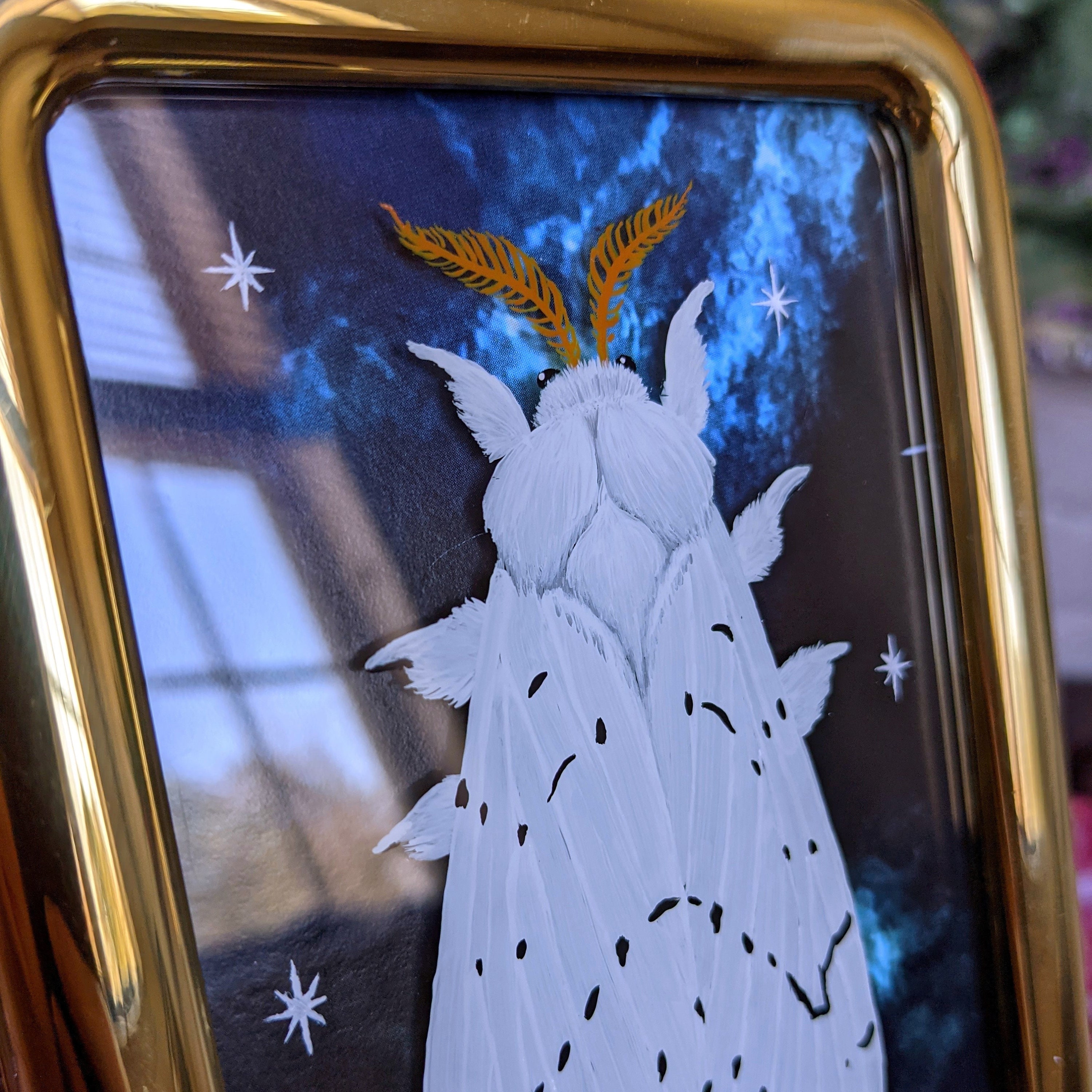 Small Framed Art, Original Moth Painting, Nature Wall Art, Brass Framed ...