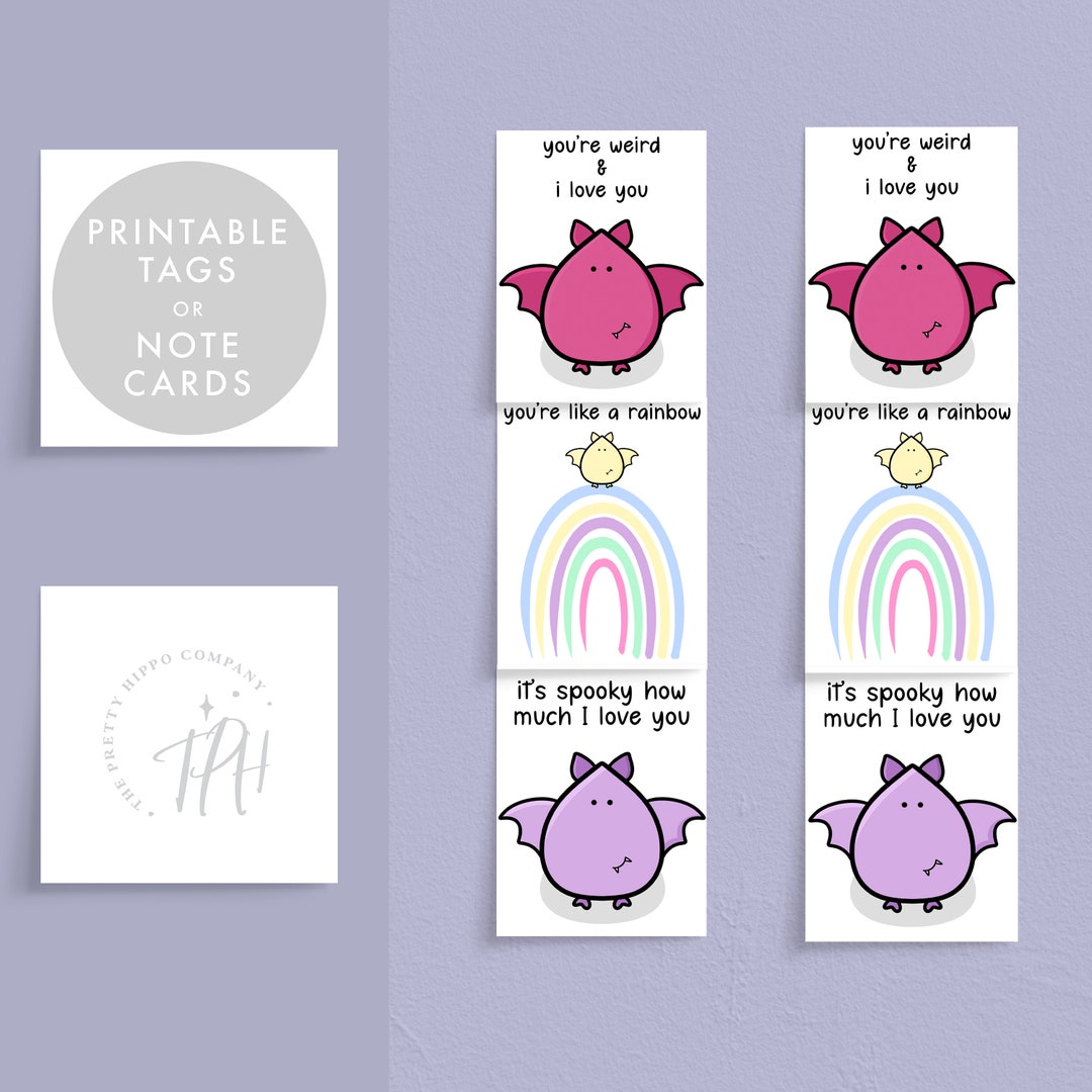 Printable Mini Bat Love Greeting Cards, Valentines Day Card ...