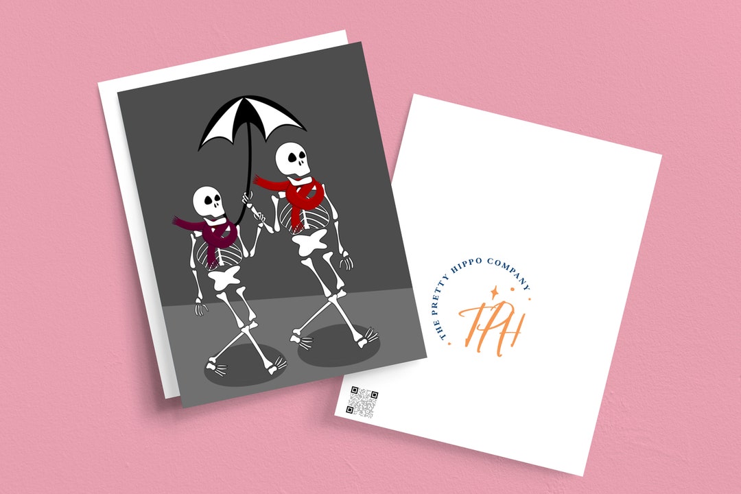 Printable Skeleton Couple Greeting Card, Blank Greeting Card ...
