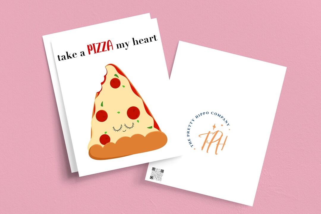 Printable Pizza My Heart Valentine Greeting Card, Cute Punny Handmade ...