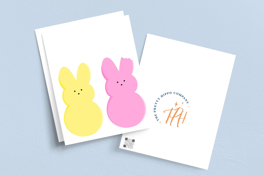 Printable Marshmallow Peep Card, Cute Happy Spring Card, Handmade ...