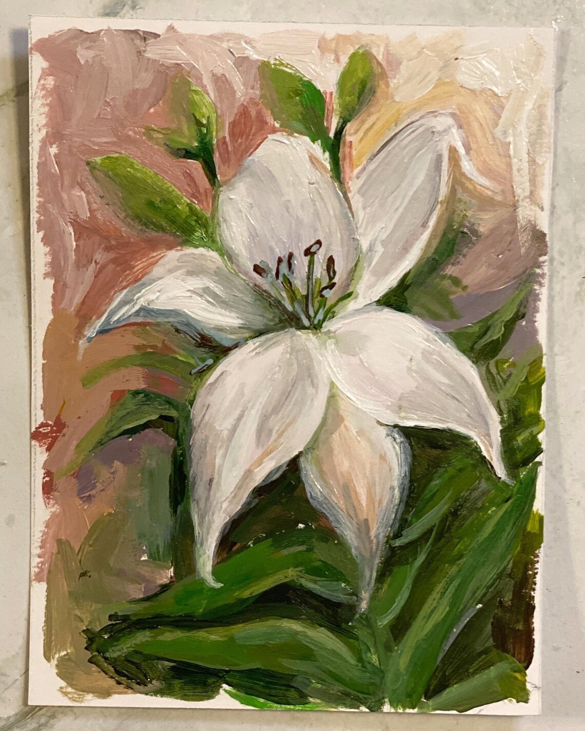 Original Lily Acrylic Mini Painting; Hand Painted; Ready to Ship ...