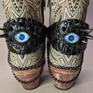 Thick LEATHER Dragon Eye Harness - Evil Eye Chain Strap, Toe Guards ...