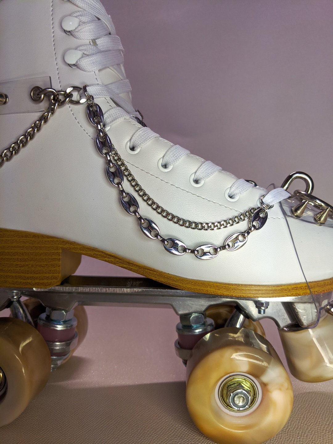 Strap Chain Spikes - Silver Double Chunky Chain - Harness Charm- Roller ...