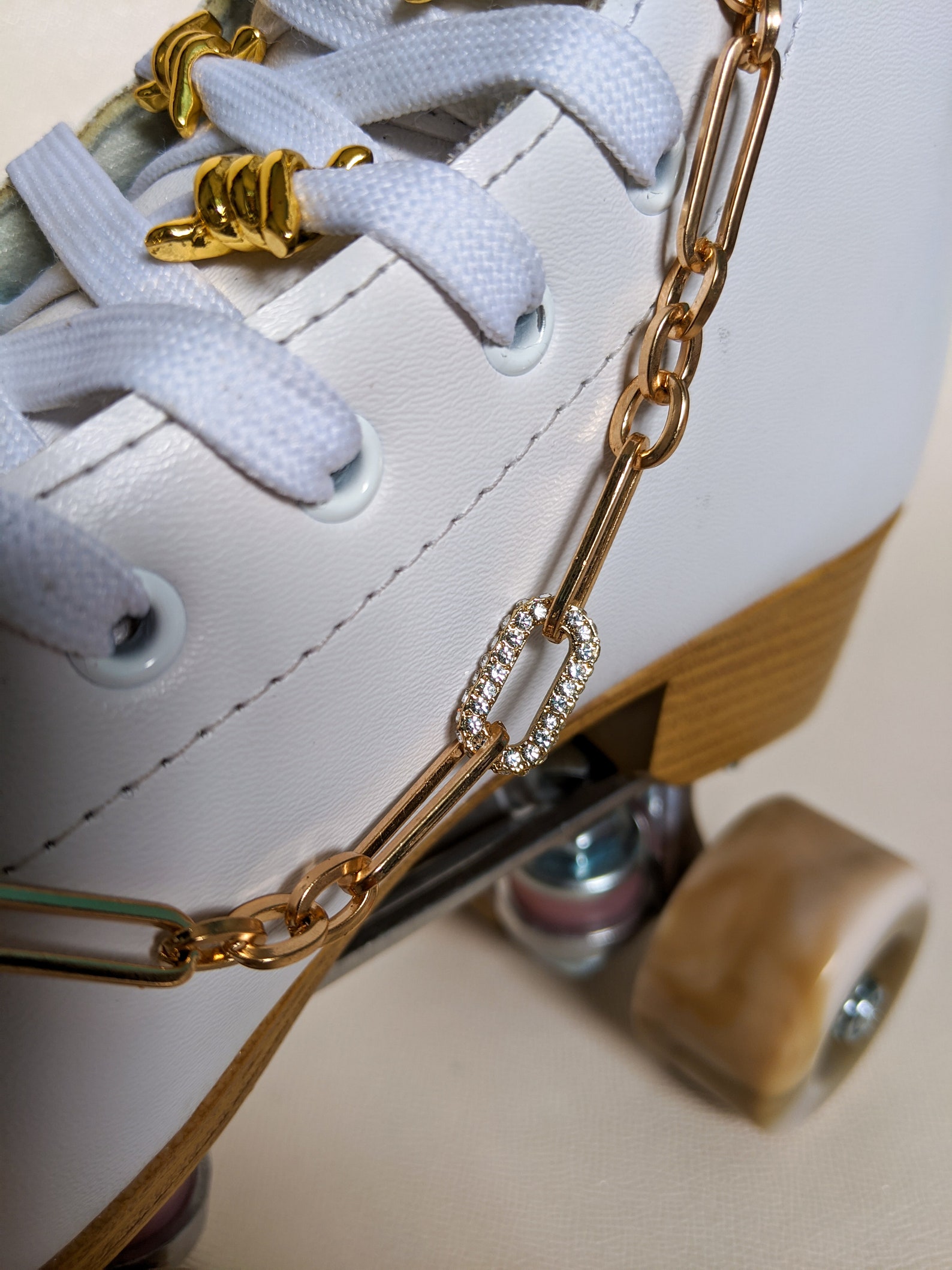 Strap Chain Spikes - Gold Chunky Chain With Rhinestone - Harness Charm ...