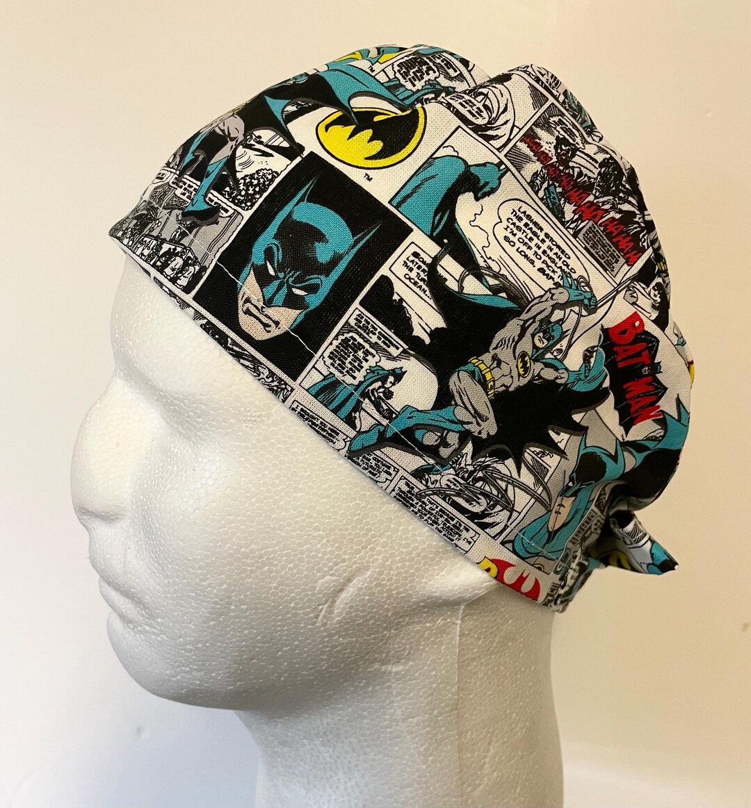 Super Hero’s Batman Mens / Unisex Tie Back, Surgical Theatre Scrub Cap ...