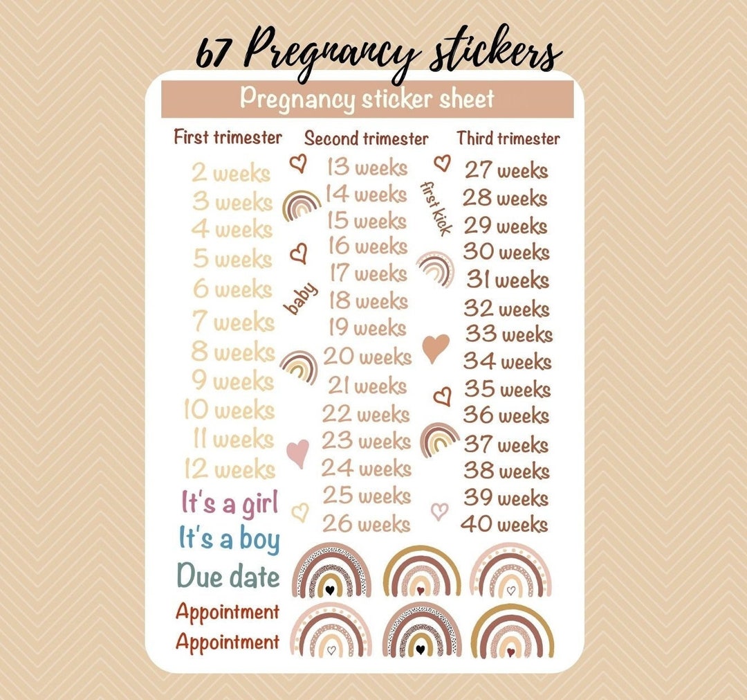 Pregnancy Sticker Sheet, A4 Pregnancy Stickers, Pregnancy Tracker ...