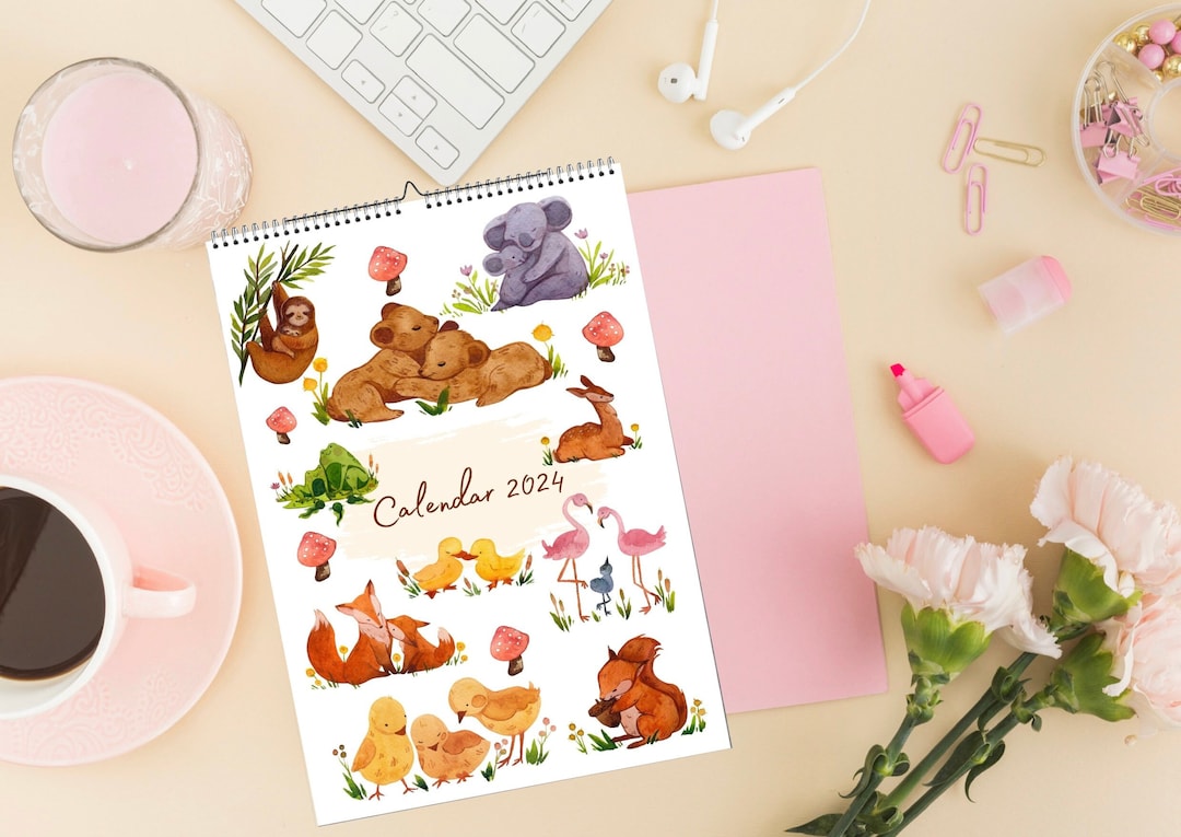 Animal Wall Calendar, 2024 Calendar With Event Planning, Wall Hanging ...