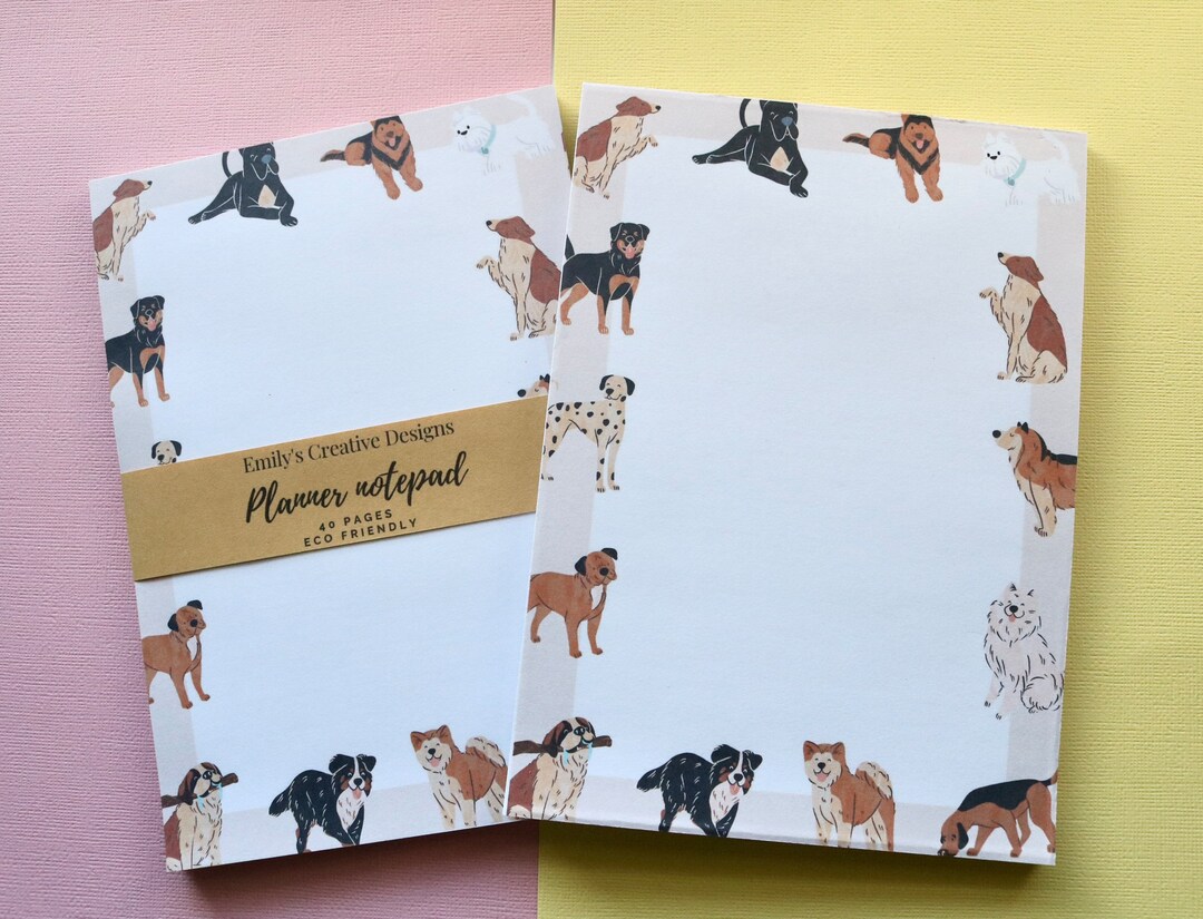 Dog Planner Notepad, A5 Dog Notes Planner, to Do List, Dog Illustration ...
