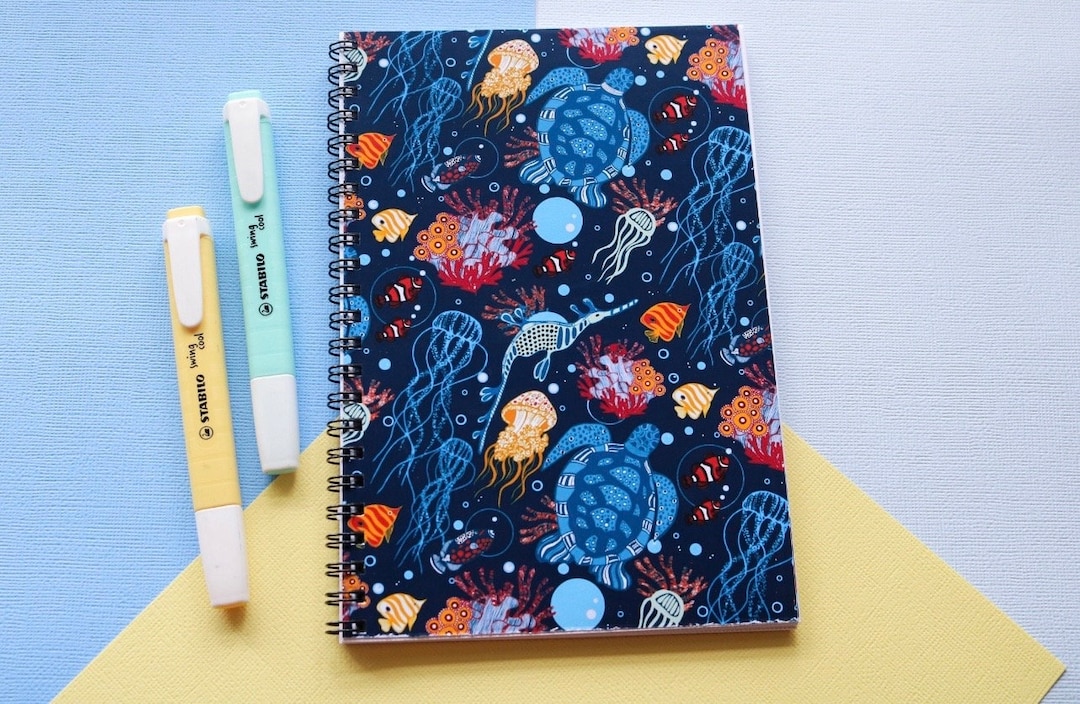 A5 Sea Creatures Notebook, Sea-life Notebook, Spiral Bound Notebook ...