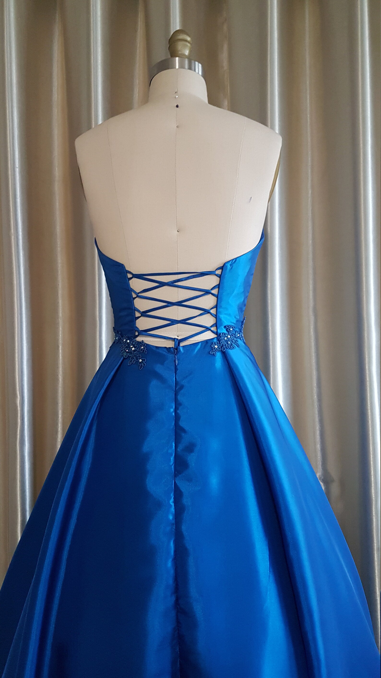 Princess Royal Blue Silk Looks Dress Size 8-10 Waist 29-30 Made in ...