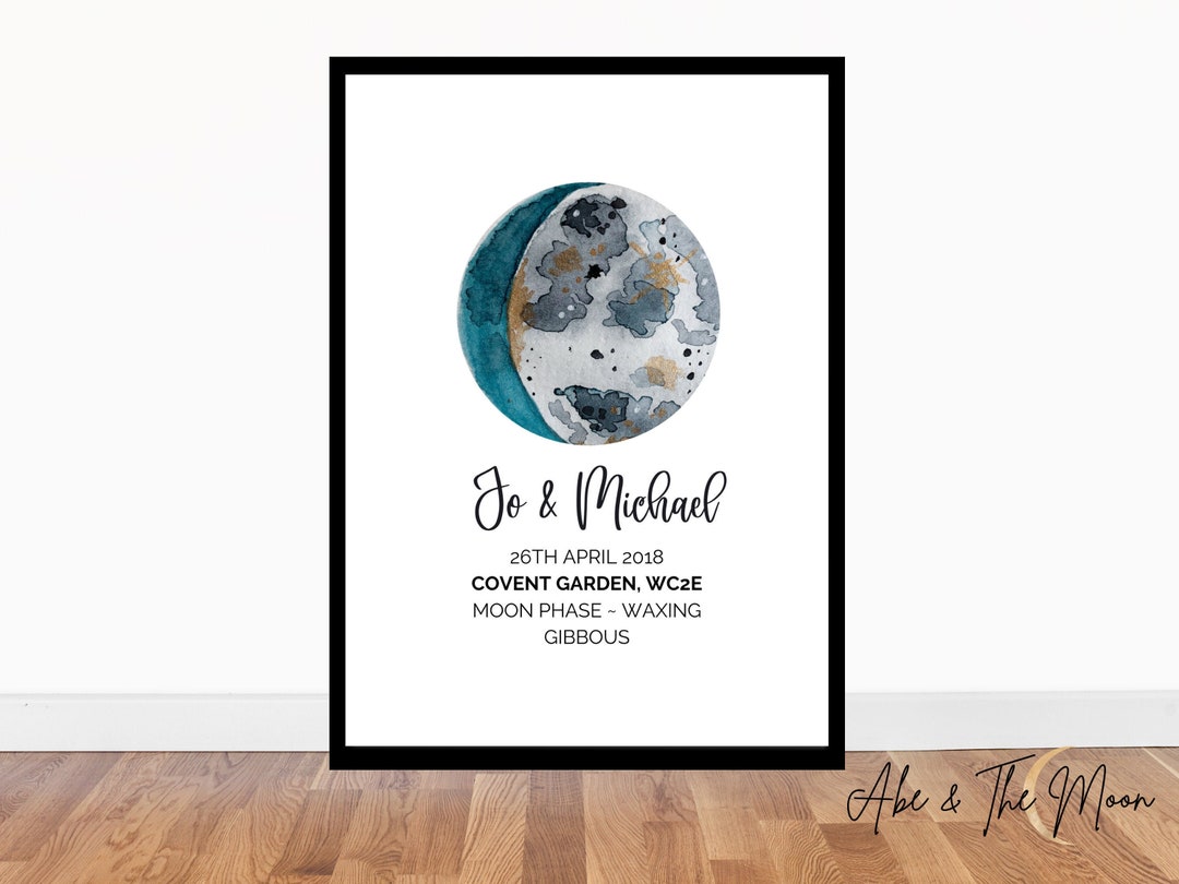 Personalized Watercolour Moon Phase Print - Custom Print, Anniversary ...