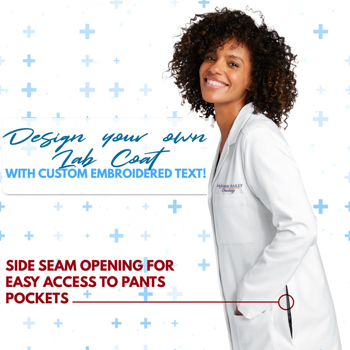 Personalized Embroidered Lab Coat W/ 7 Design Options & Name, Text ...