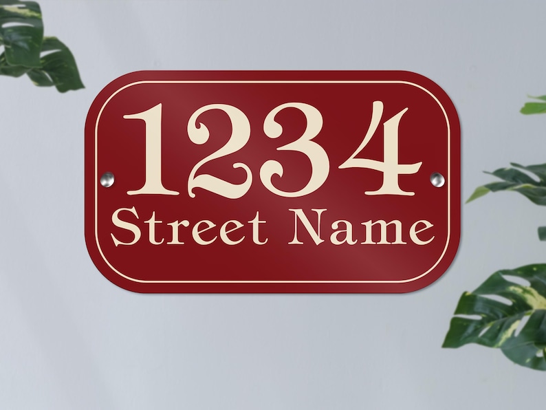 House Address Sign, Rectangular Metal Wall Sign House Number Street ...