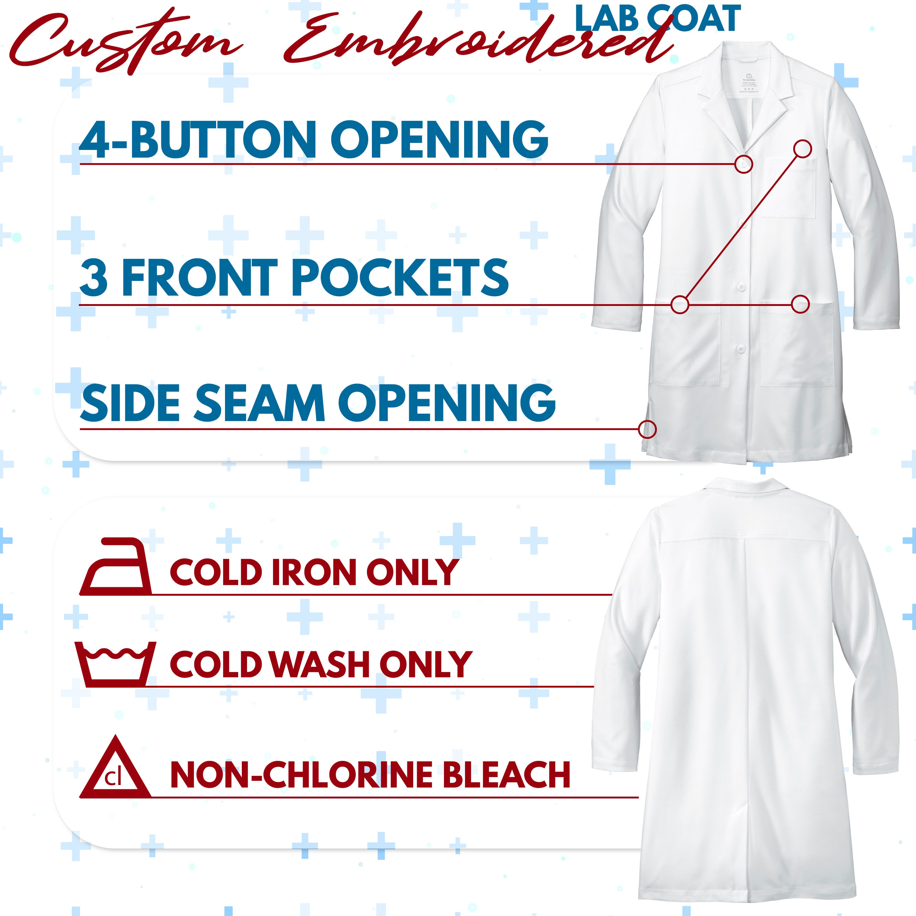 Personalized Embroidered Lab Coat W/ 7 Design Options & Name, Text ...