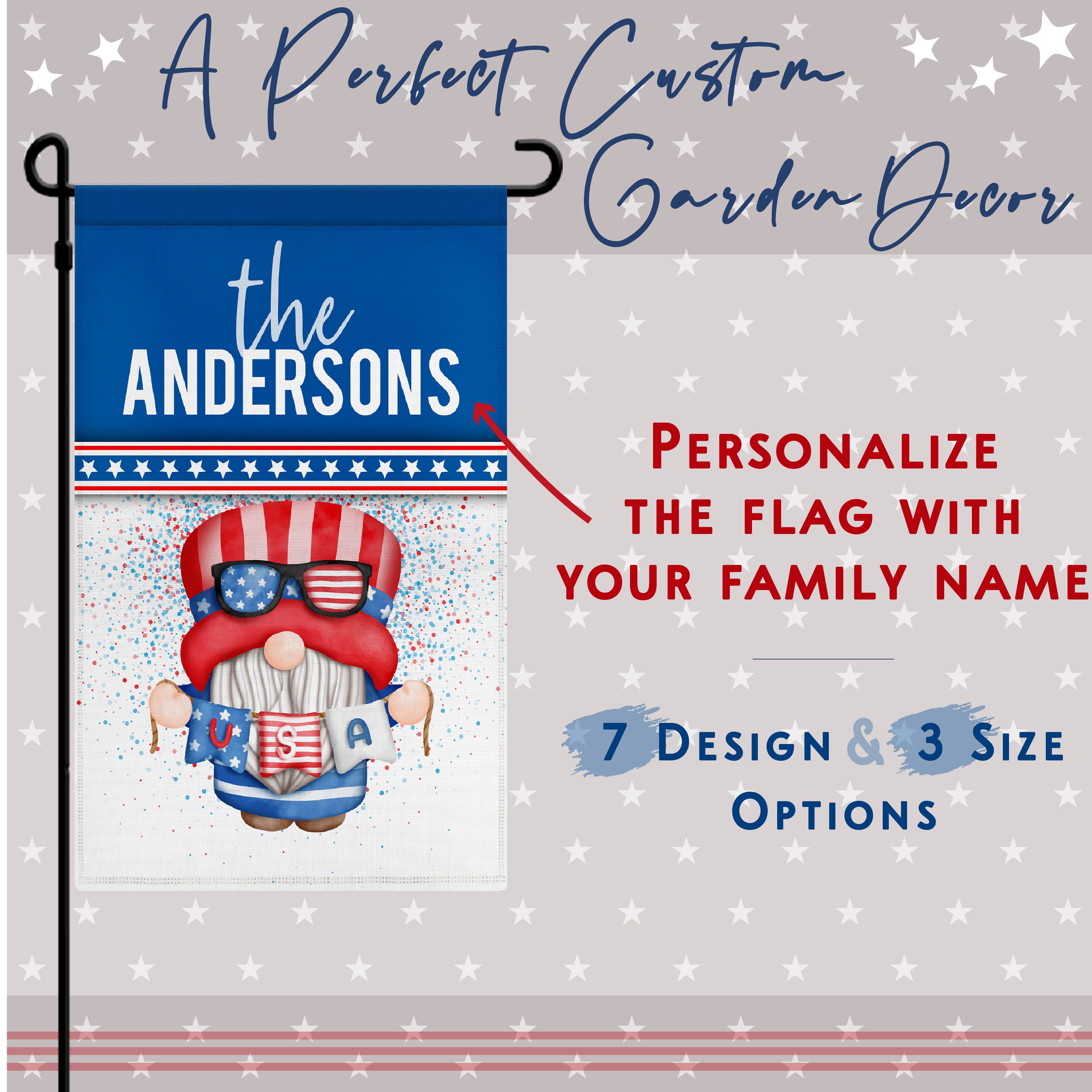 Personalized USA Flag W/ Family Name Text 3 Sizes & Double - Etsy