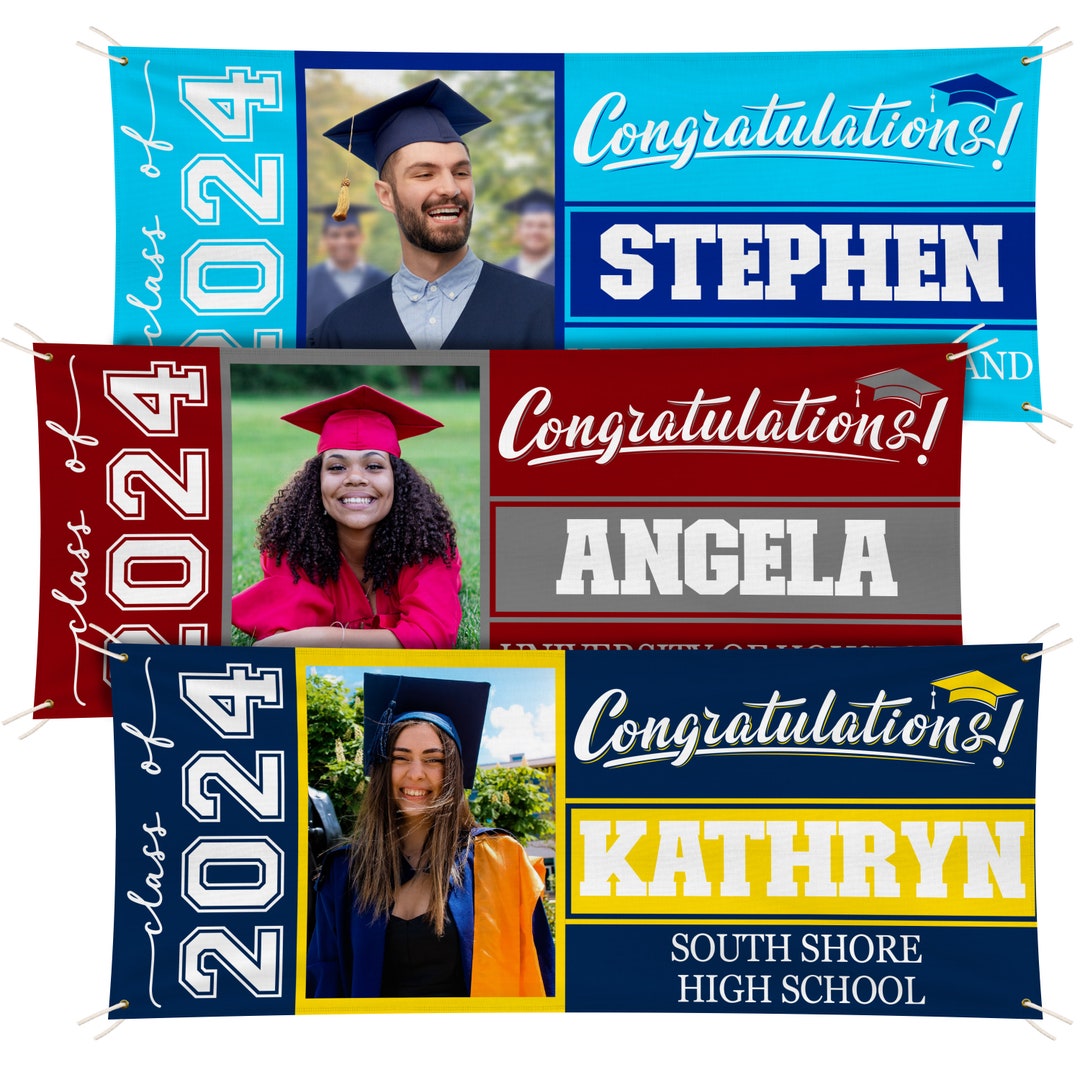 Personalized Graduation Banner W/ Photo, Name & School 3 Sizes Outdoor ...