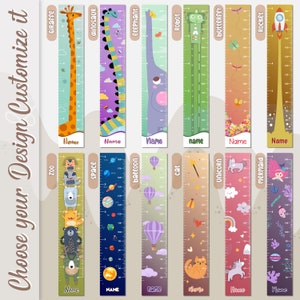 Personalized Kids Growth Chart - 12 Designs, 13oz Vinyl Height ...