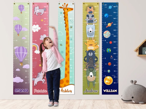 Pediatric Wall Mounted Height Measurement Posters Canvas Baby Growth