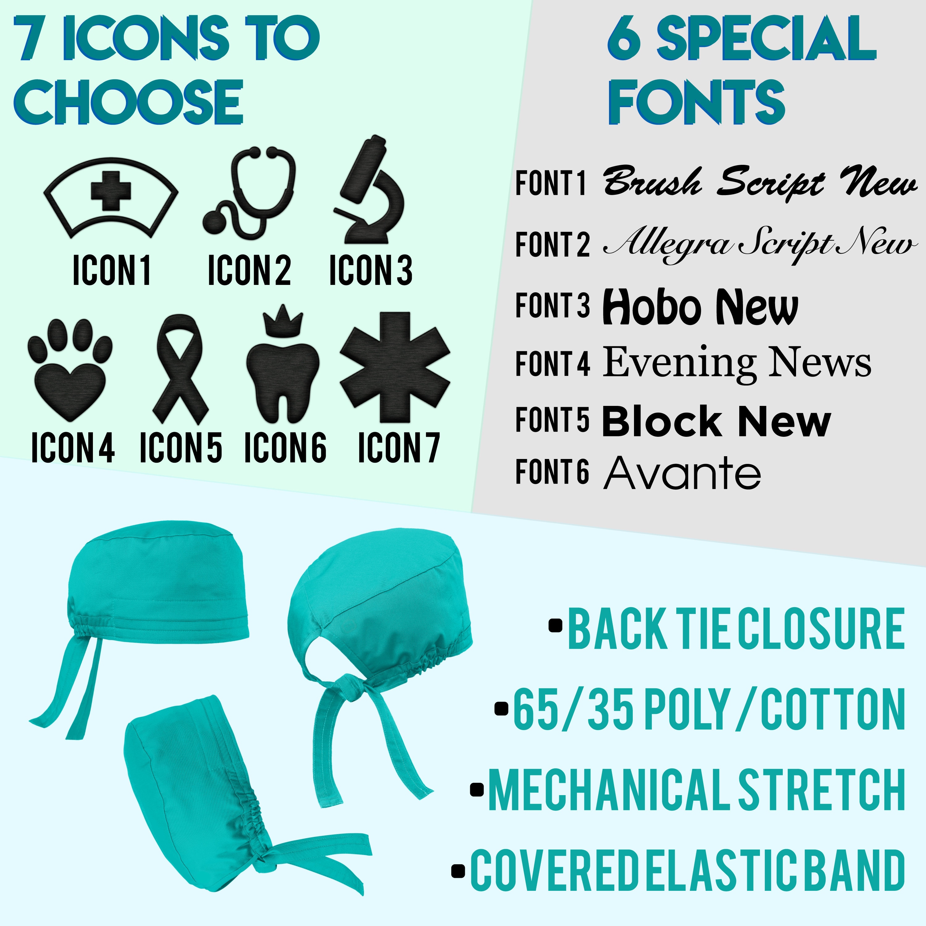 Personalized Embroidered Unisex Scrub Cap W/medical Specialty - Etsy