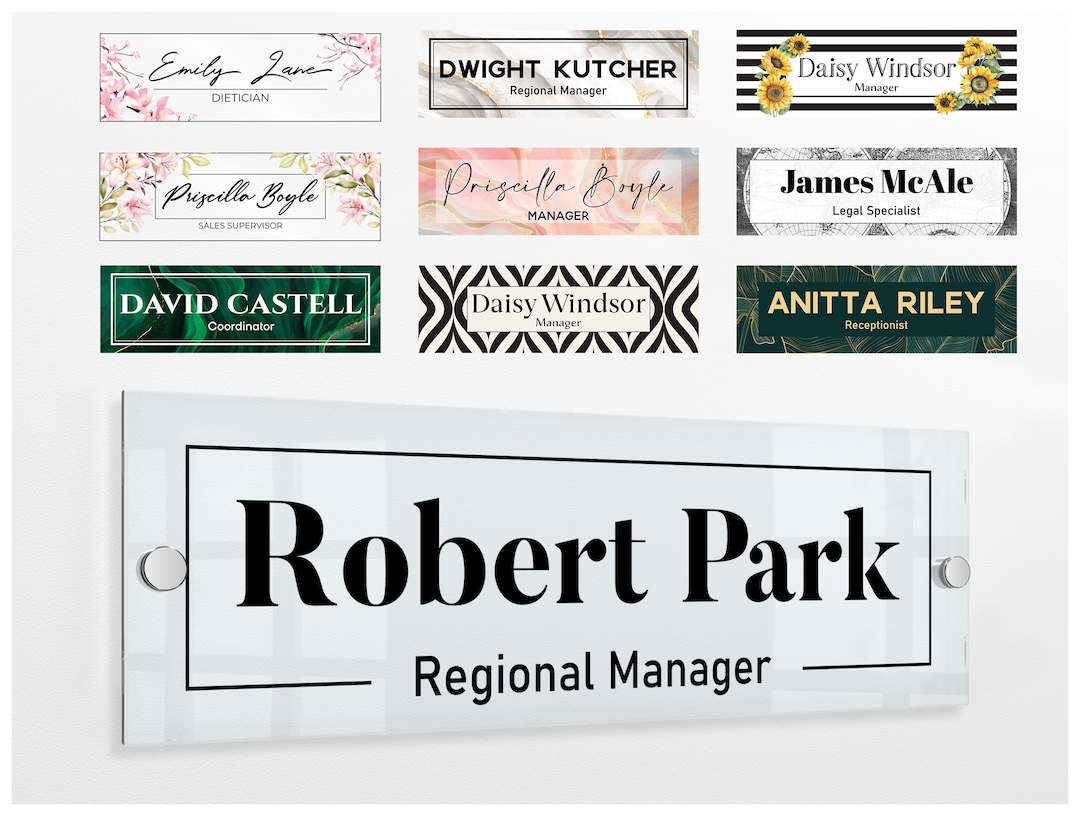 Personalized Name Plate for Wall - 28 Background Options - Coworker ...