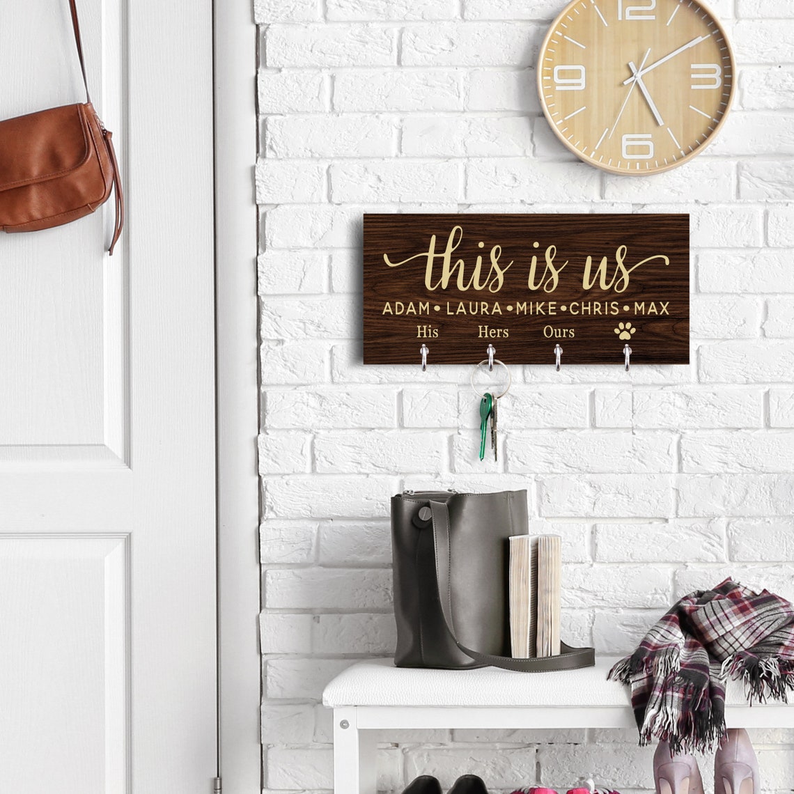 Personalized Key Holder for Wall Custom Key Hanger With - Etsy