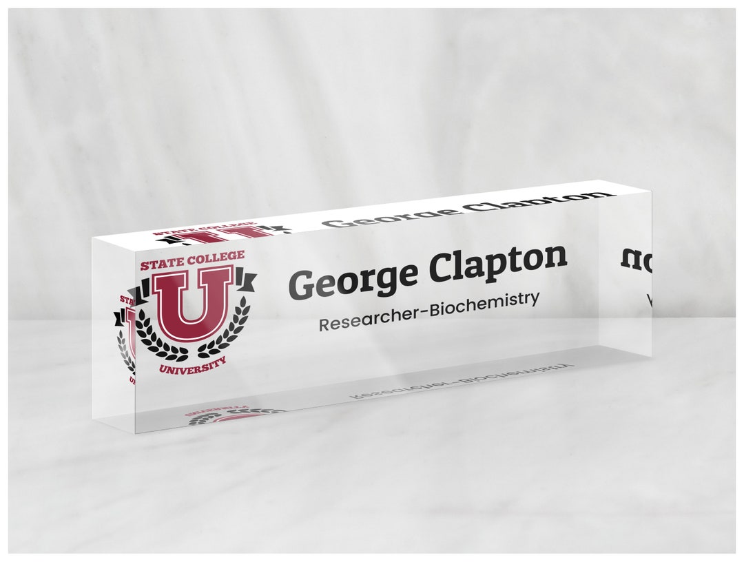 Desk Name Plate Personalized With Business Logo - Coworker Gifts ...