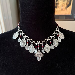 Catholic Faith Necklace Siam Red Crystal Beads Catholic Saints Mother ...