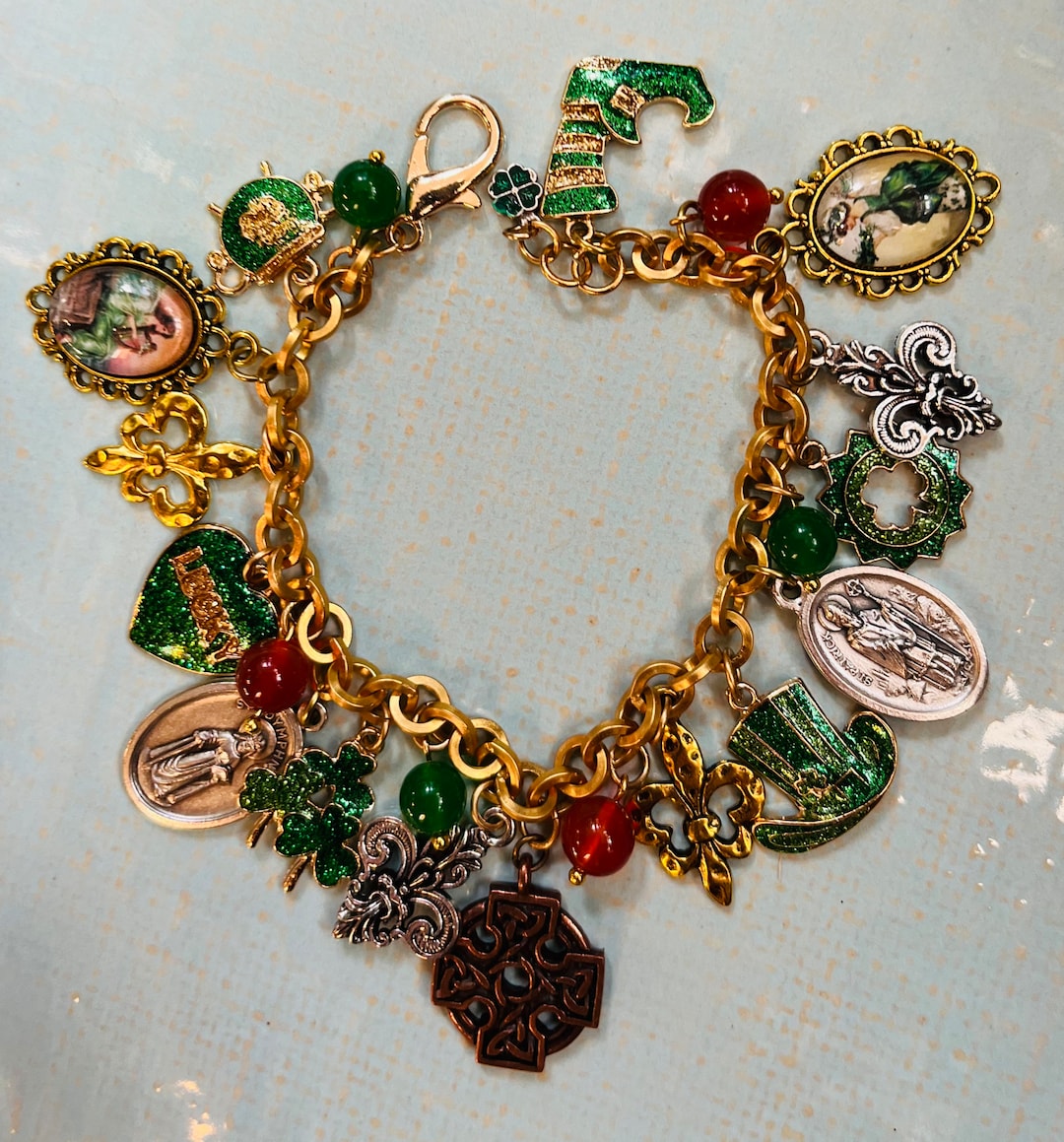 Irish Catholic Saints St. Patricks Day Charm Bracelet/celtic Knot Cross ...