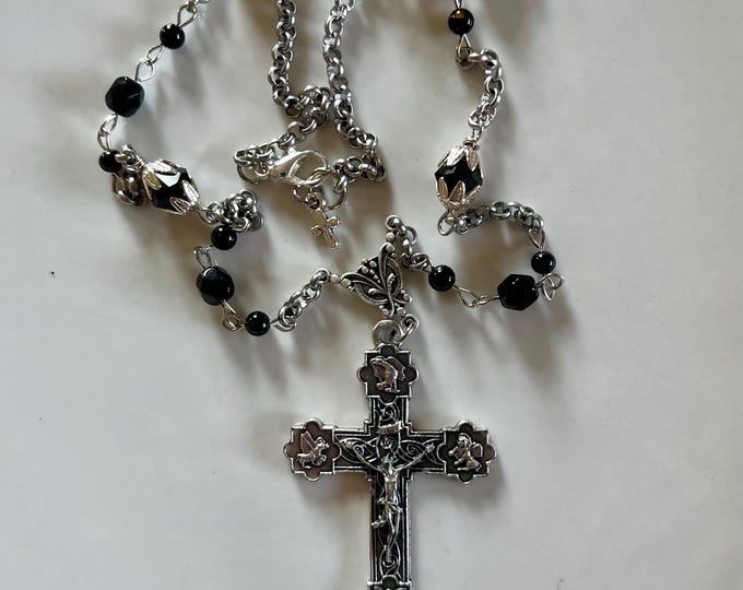 Catholic Four Evangelist Cross Necklace Black Austrian Crystal Czech ...