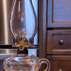 Antique/ Square Clear Glass Finger Kerosene Oil Lamp/ Circa 1900s ...