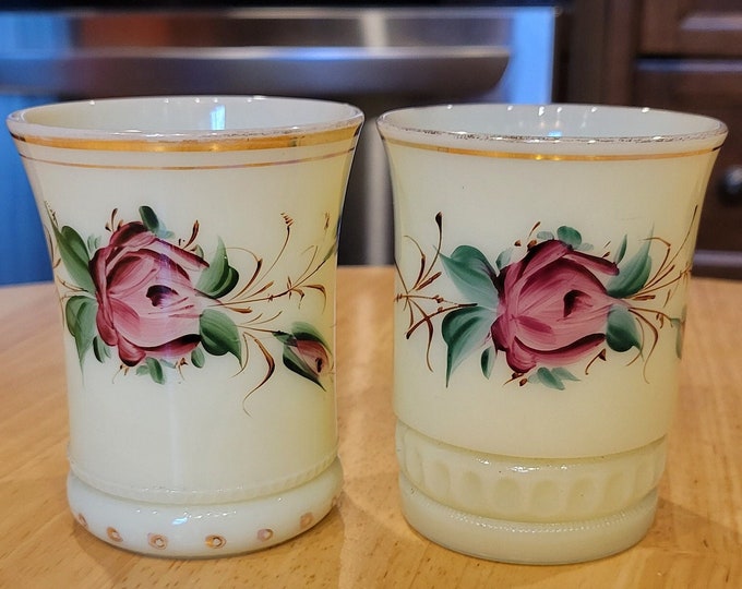 Antique/ A. H. Heisey Glass Company Ring Band Custard Glass Tumblers ...