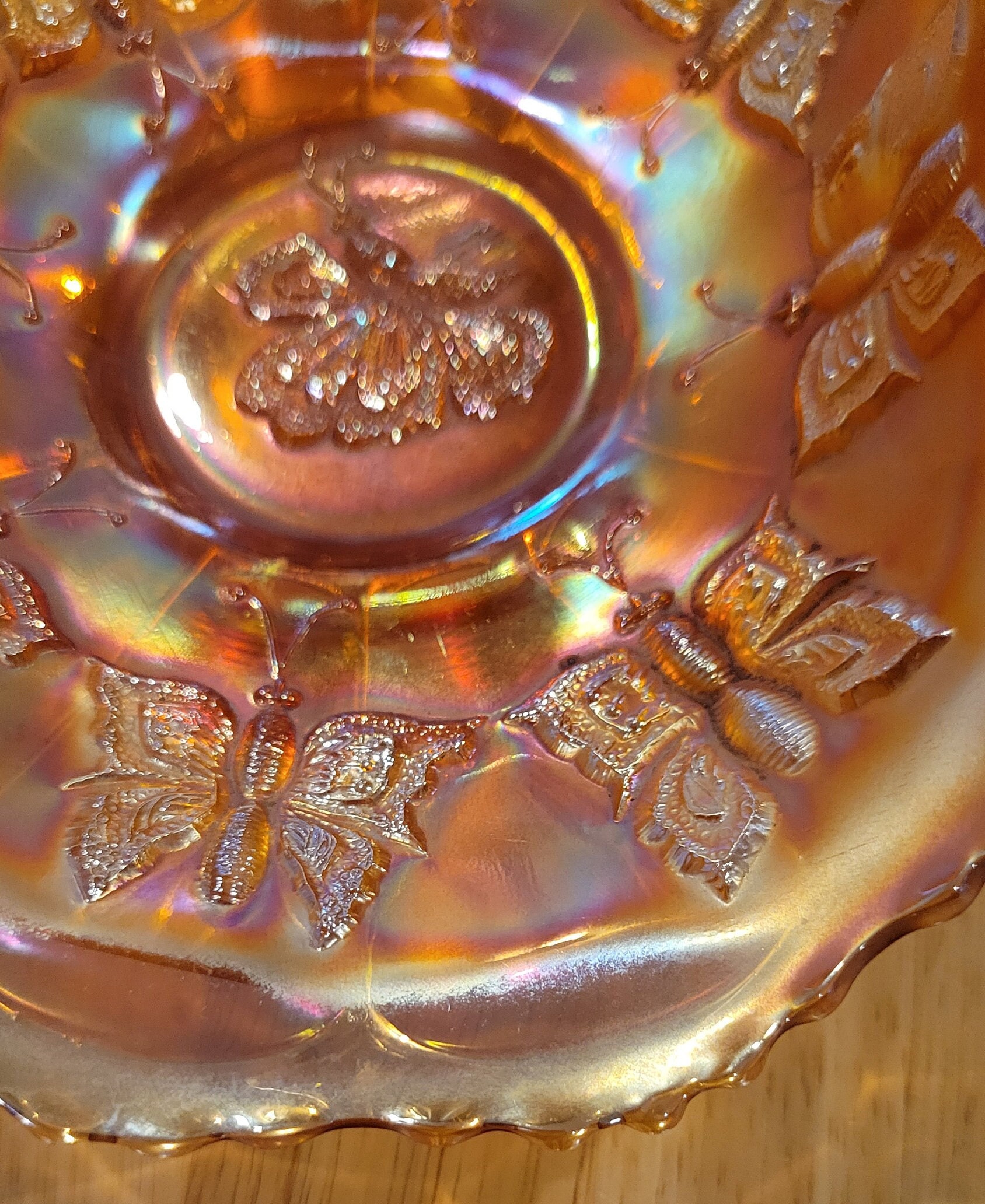 Antique/ Fenton Iridescent Butterfly Handled Bon-bon Dish/ - Etsy