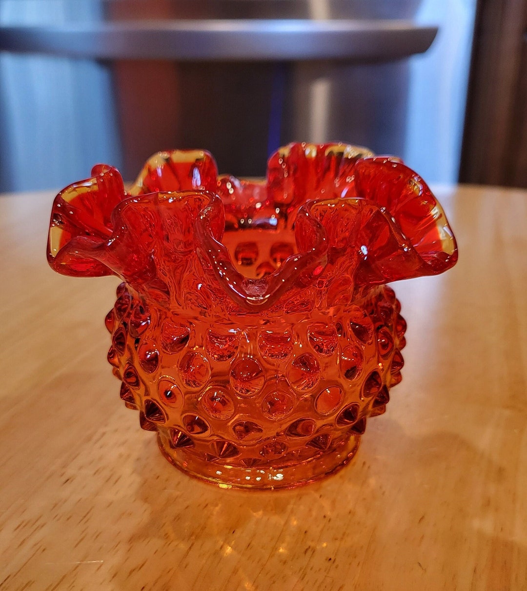 Vintage/ Fenton Glass Company Amberina Hobnail Glass Rose Bowl/ Circa ...