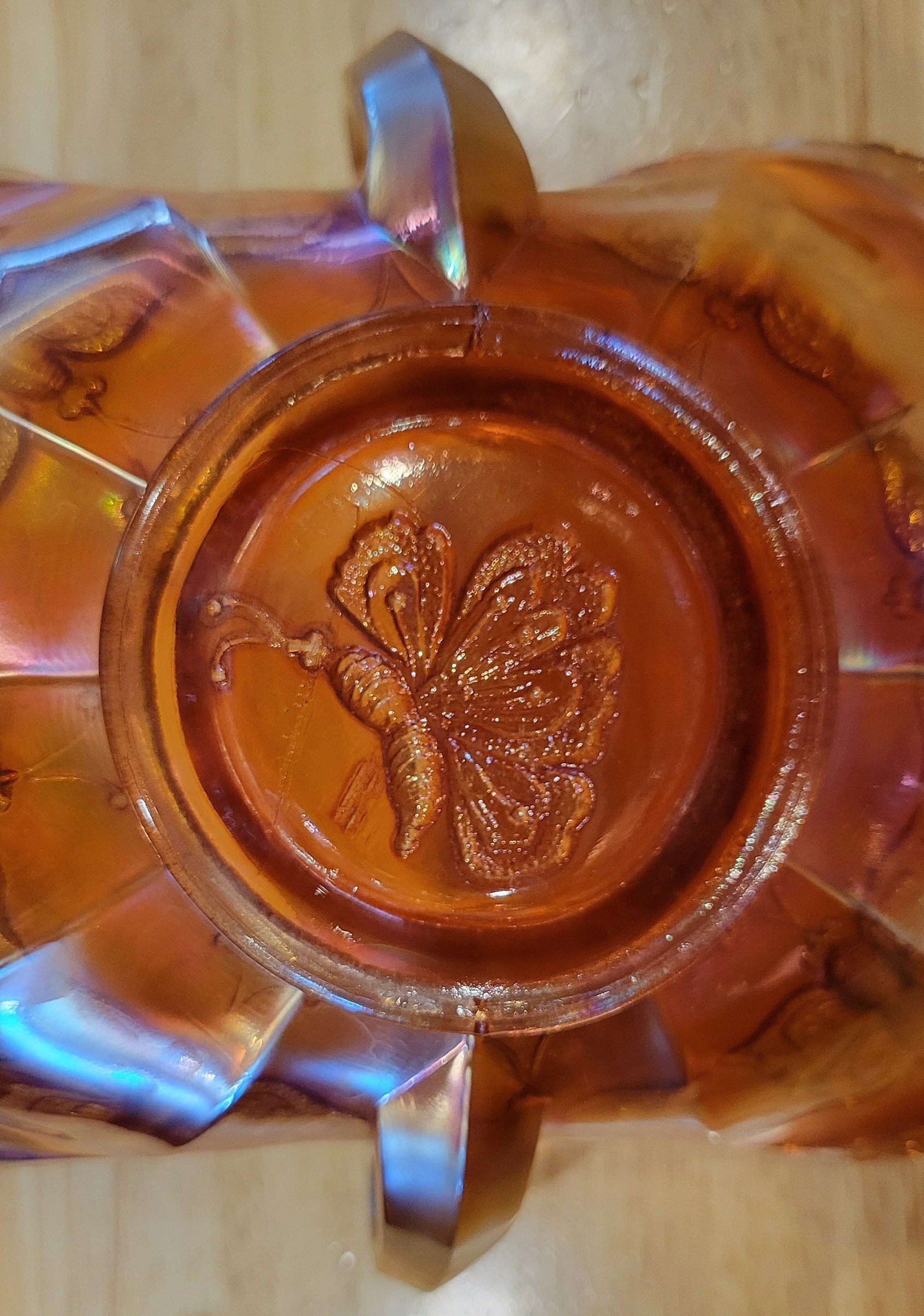 Antique/ Fenton Iridescent Butterfly Handled Bon-bon Dish/ - Etsy