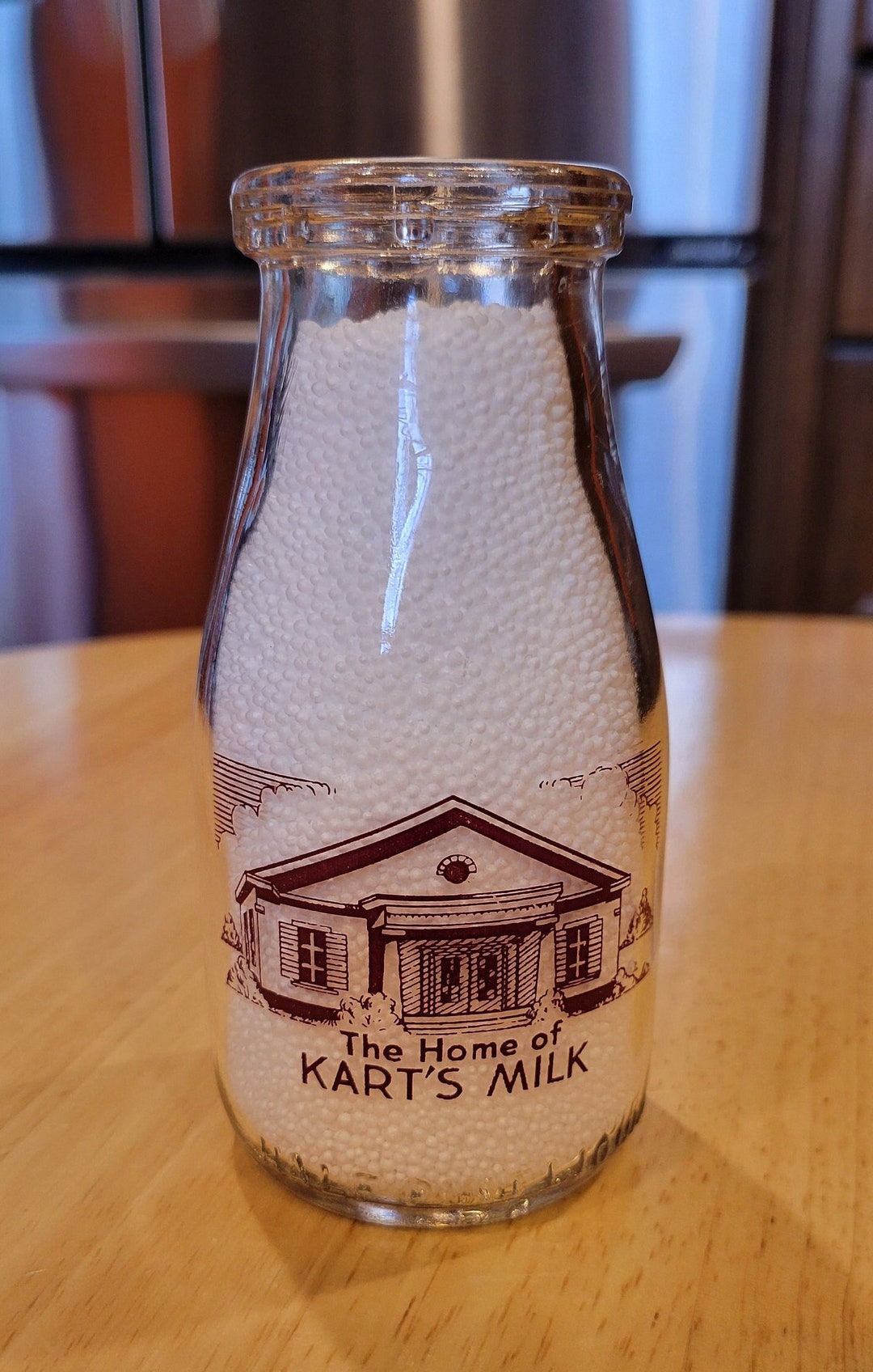 Dairying/ the Home of Kart's Milk Red Pyroglazed Half Pint Glass Milk ...