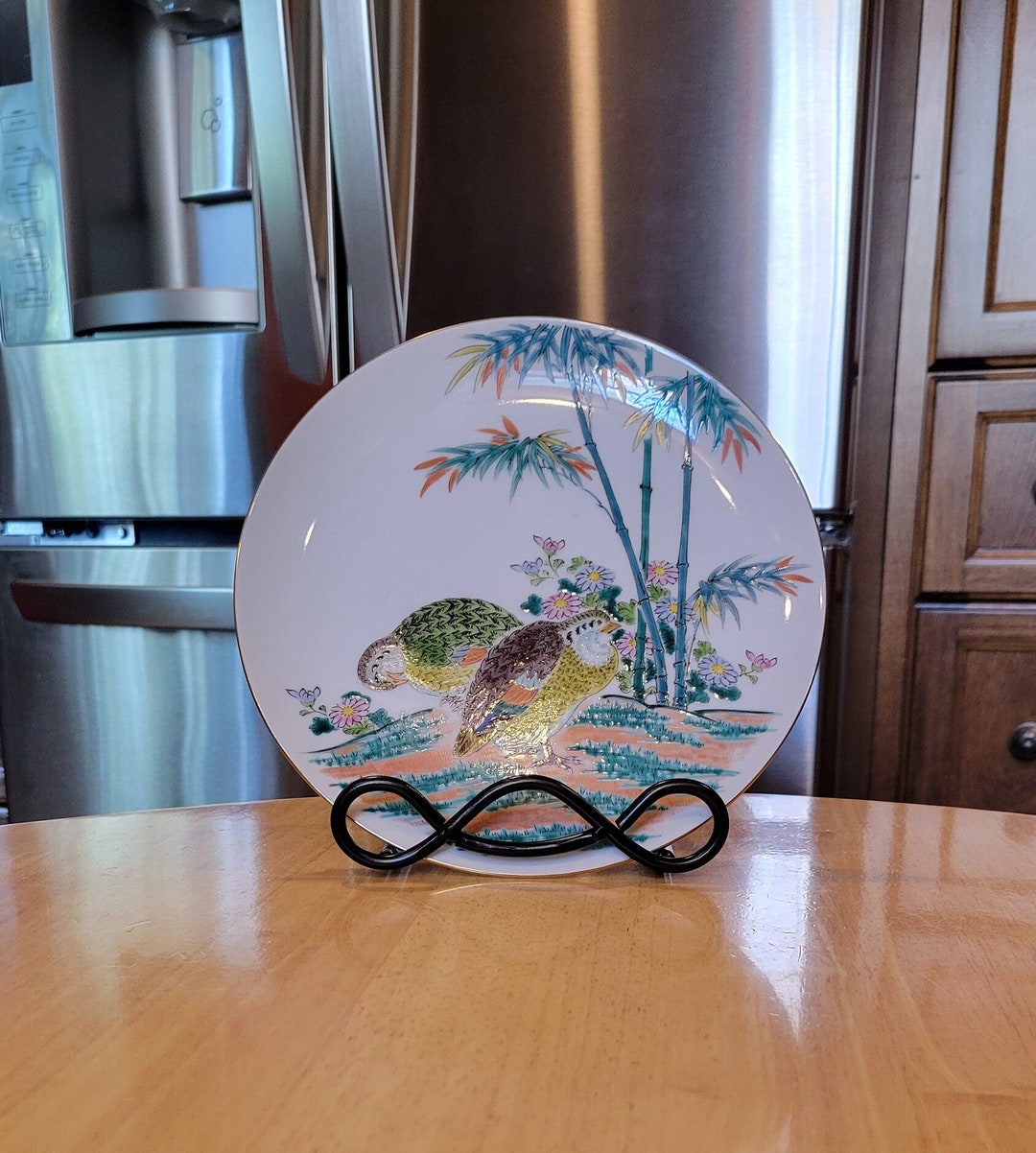 Vintage/ Japanese Kutani Ware Hand Painted Porcelain Gold Rimmed Plate ...