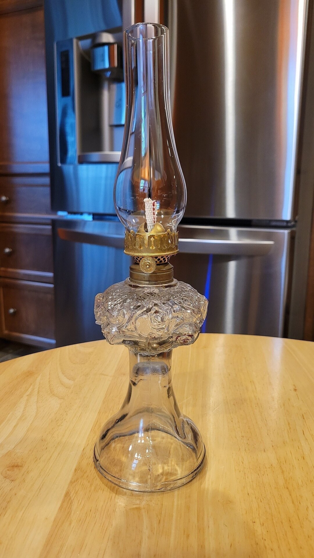 Antique/ Goofus Glass Miniature Oil Lamp/ Plume & Atwood Hornet Burner ...