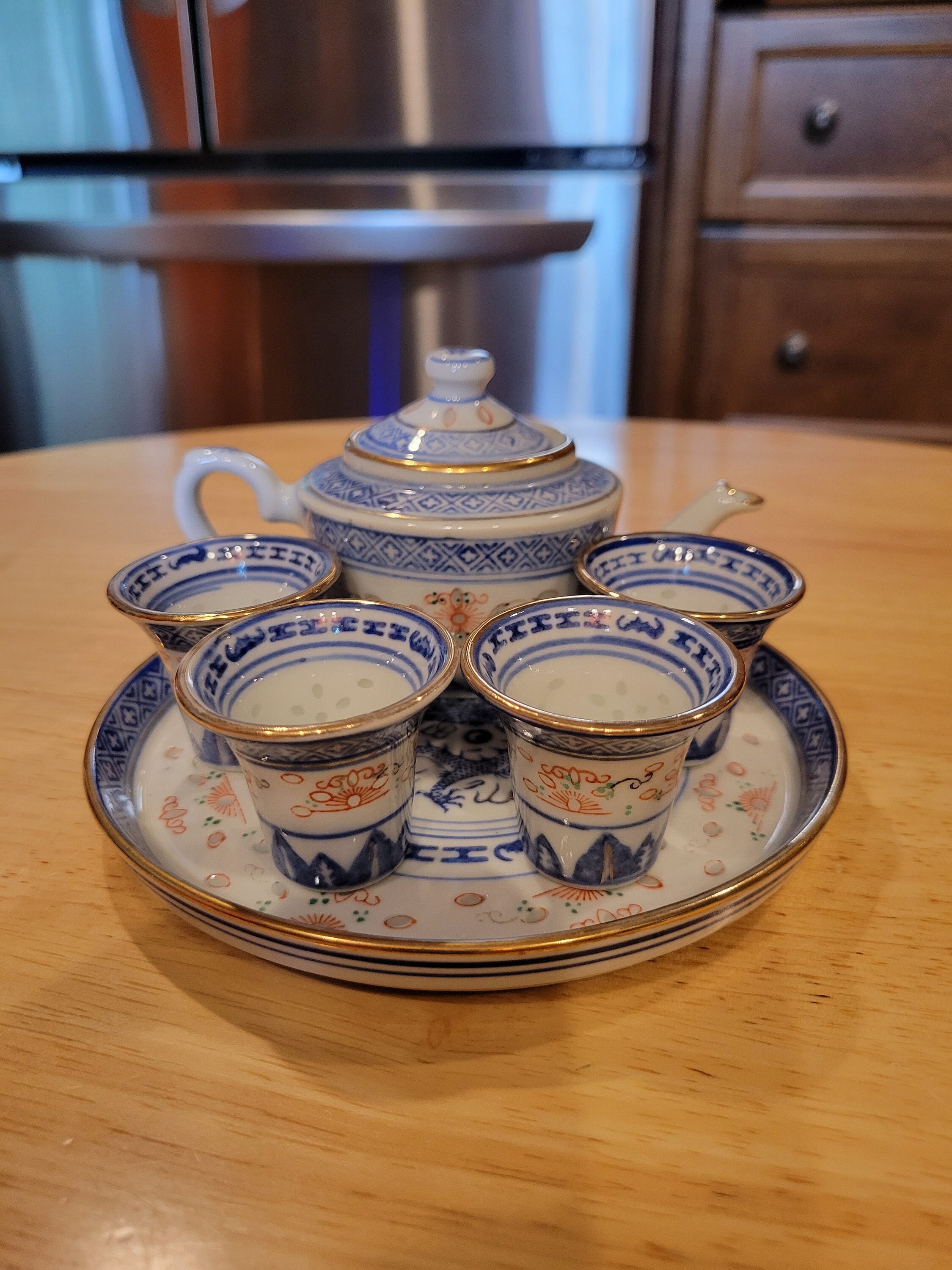 Vintage Japan Dragonware Set of 4 Entree Serving Plates Platters White ...