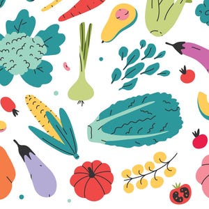 Vegetable Clipart Set - Hand-drawn Cartoon Vegetables - SVG File ...