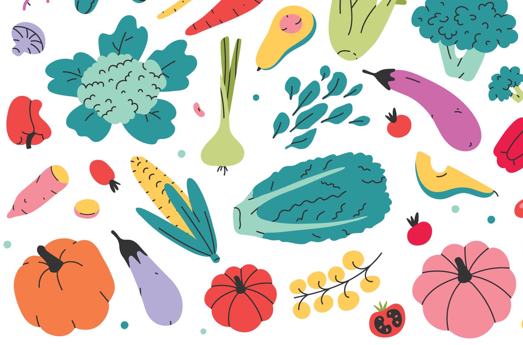 Vegetable Clipart Set - Hand-drawn Cartoon Vegetables - SVG File ...
