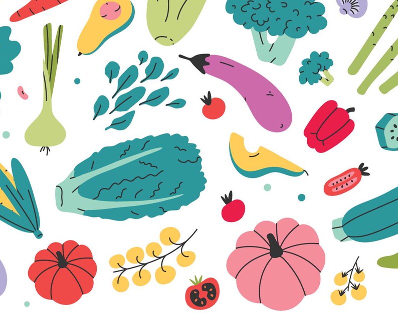 Vegetable Clipart Set - Hand-drawn Cartoon Vegetables - SVG File ...