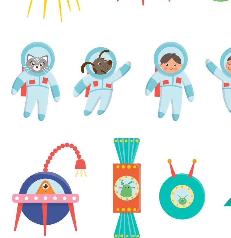 Space Clipart Set - Fun and Whimsical Space-themed Svgs - Instant ...