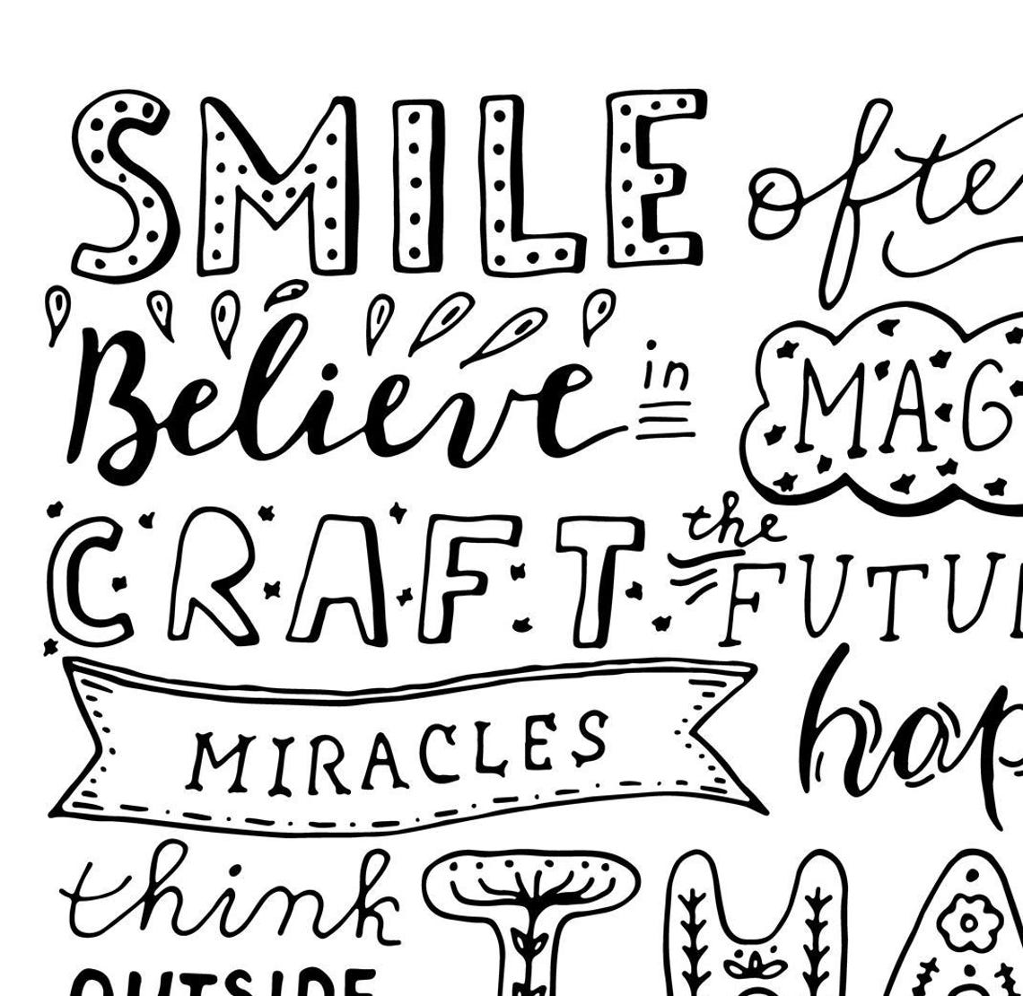 Motivational Doodle Art - Hand-lettered Quote Set - Instant Download - Etsy