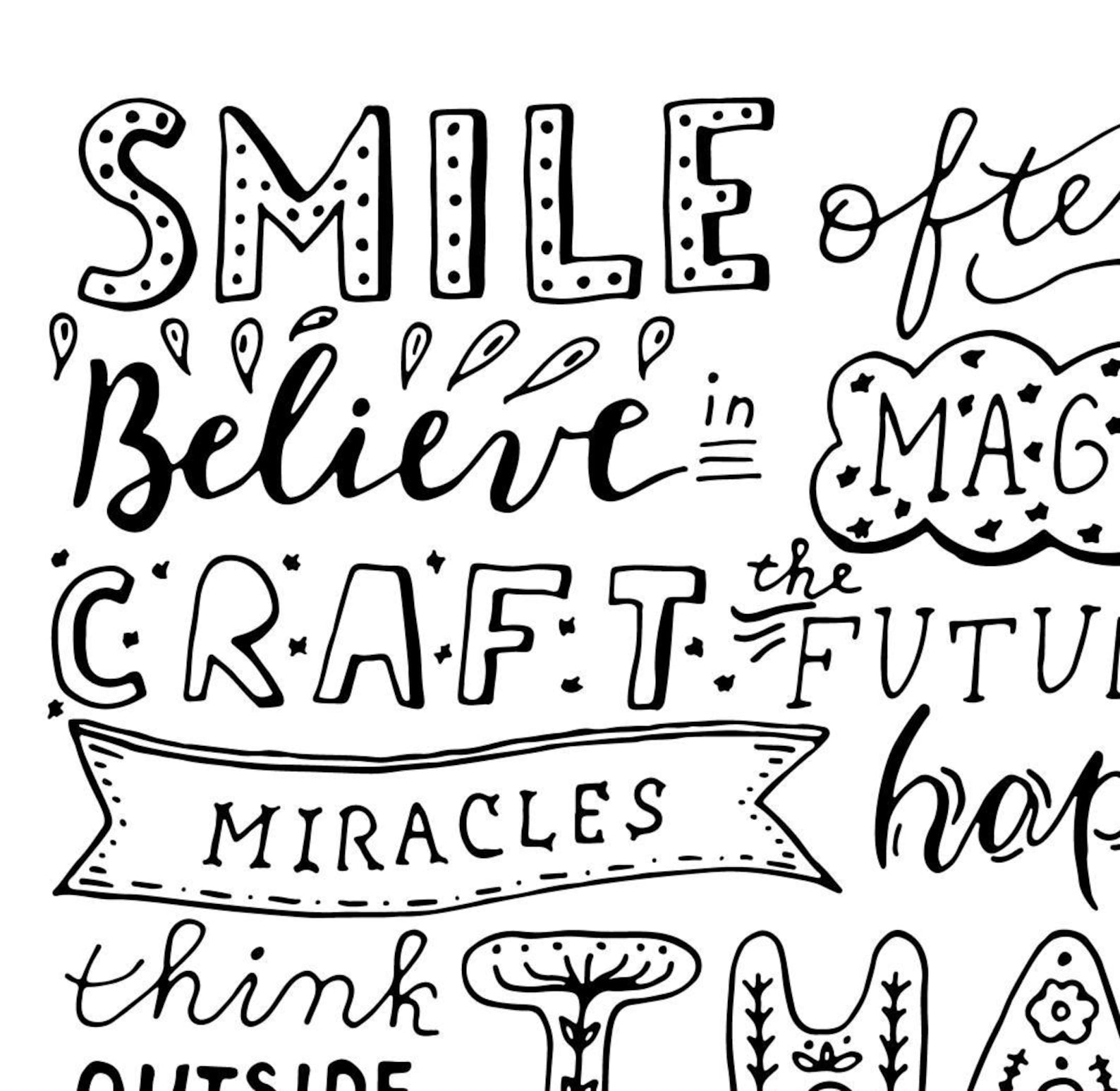 Motivational Doodle Art - Hand-lettered Quote Set - Instant Download - Etsy